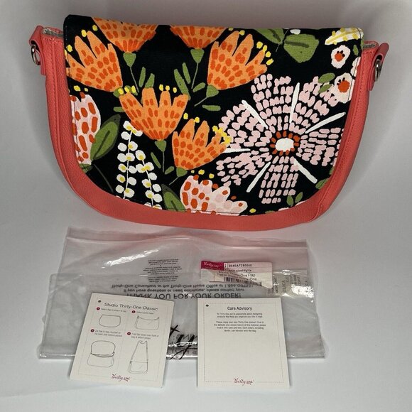 thirty-one | Bags | Thirty One Studio 3 Coral Floral Flap Modern Cross ...
